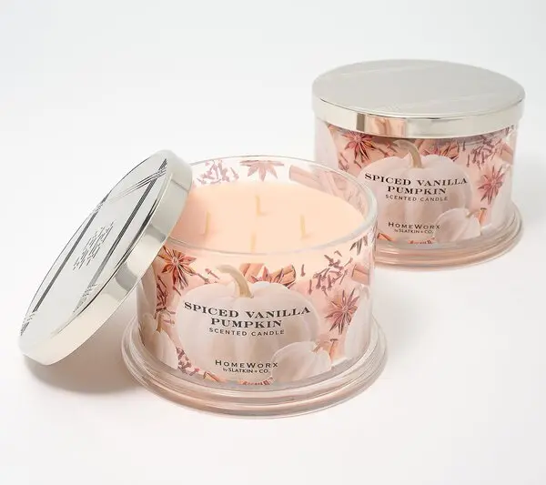 HOMEWORX BY SLATKIN + CO. As Is Homeworx Slatkin & Co. S/2 Spiced Vanilla Pumpkin