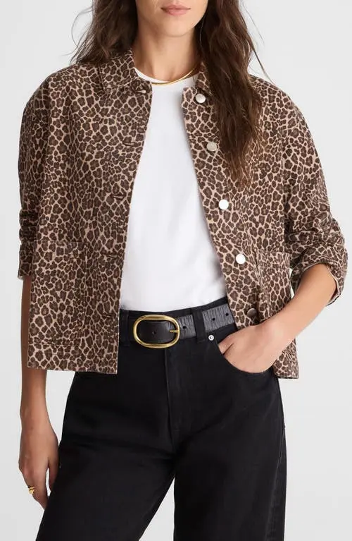 Madewell Leopard Print Denim Chore Jacket
