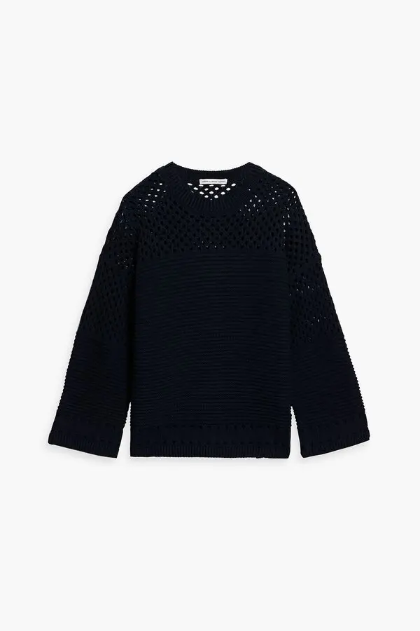 Autumn Cashmere Ribbed Open-knit Cotton Sweater