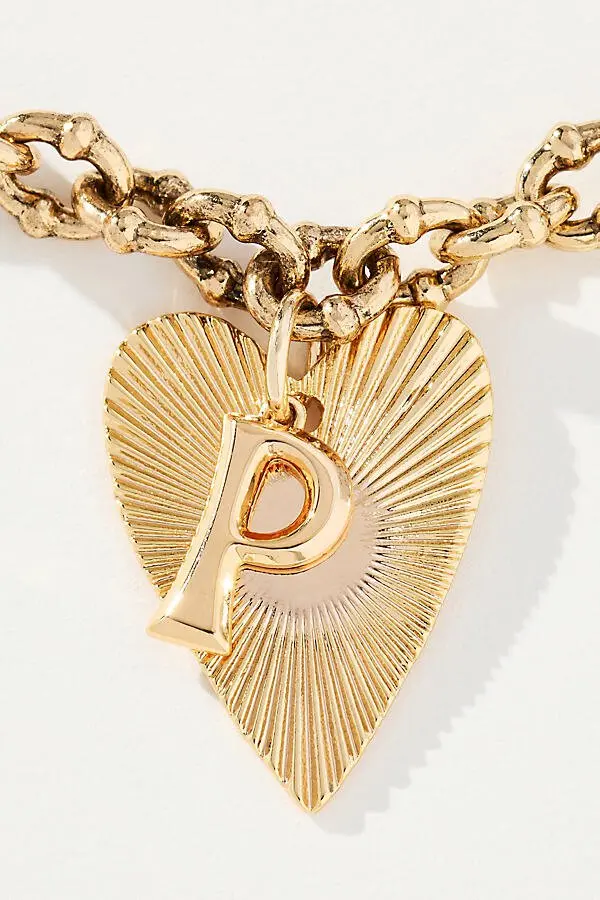 Anthropologie Monogram Heart Pendant Necklace - P