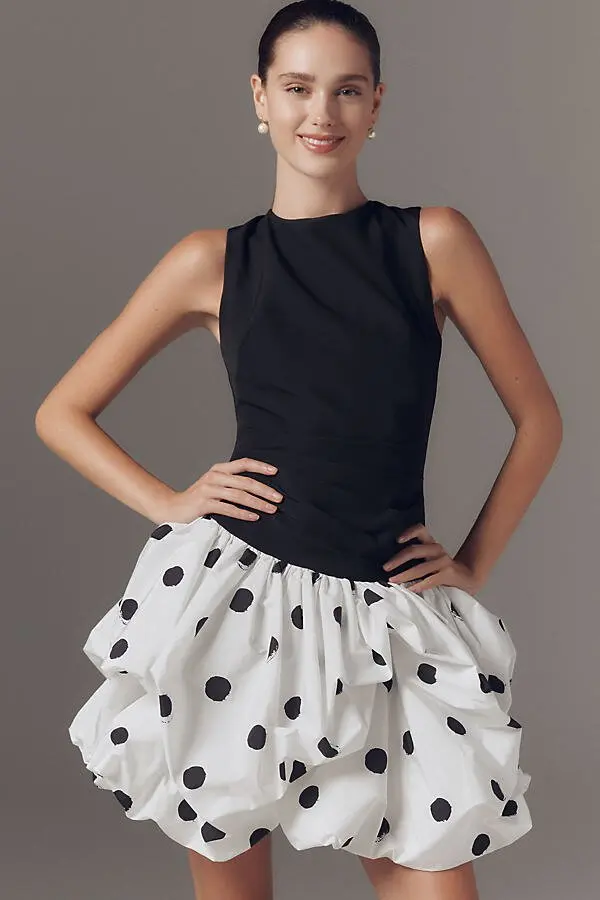 Mac Duggal Drop-waist Mini Bubble-hem Dress