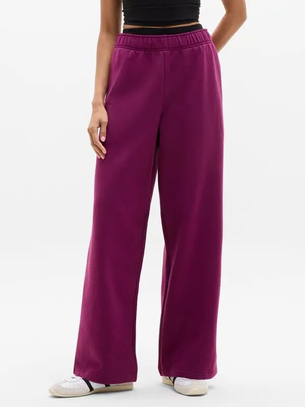 Athleta Forever Fleece Wide Leg Pants - Plum