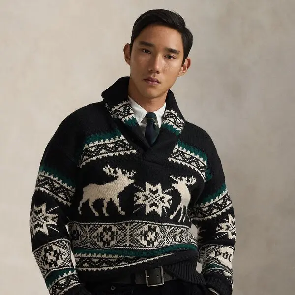 Ralph Lauren Wool-blend Elk-graphic Sweater