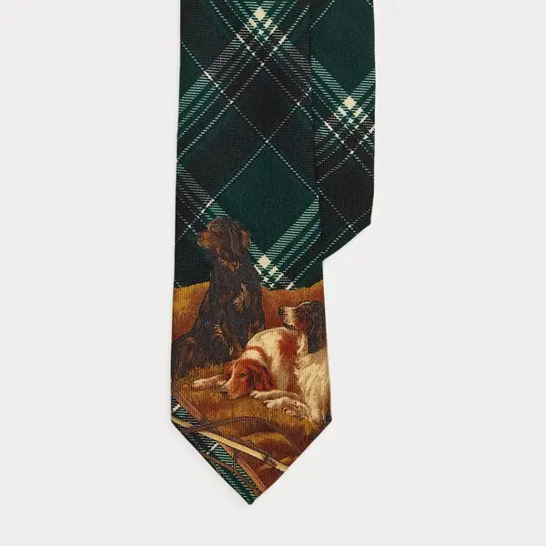 Ralph Lauren Plaid Dog-print Challis Neck Tie - Multi