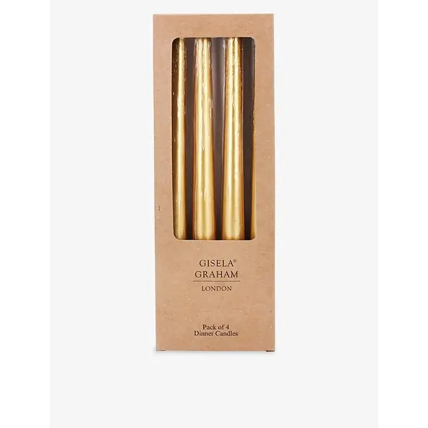 SELFRIDGES EDIT Metallic-detail Wax Dinner Candles Pack Of Four