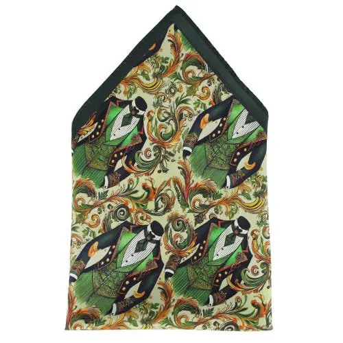 Trafalgar Shall We Dance Silk Novelty 12x12 Pocket Square - Green