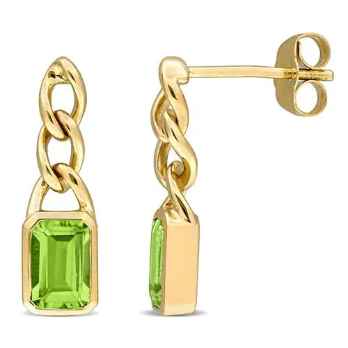 JULIANNA B. Gemstone Octagon Link Drop Earrings 10k - Peridot/yellow Gold