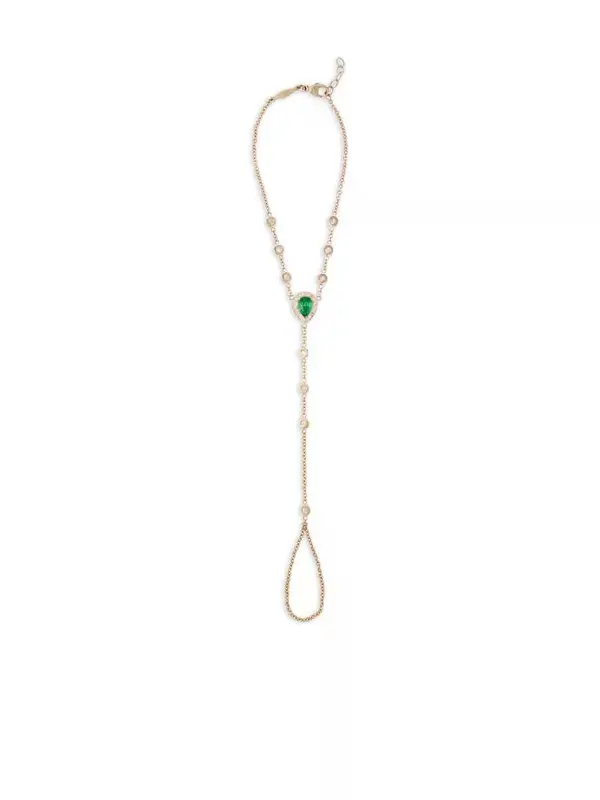 Jacquie Aiche 14k Gold Emerald And Diamond Finger Bracelet - Yellow