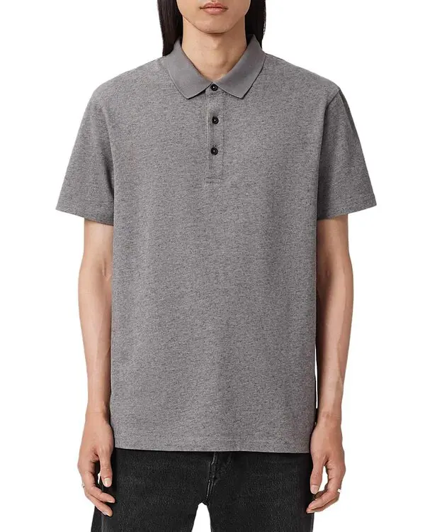 All Saints Rowan Short Sleeved Wool Blend Polo Shirt - March Grey