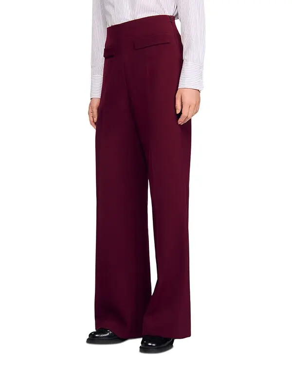 Sandro Wide Leg Trousers - Bordeaux