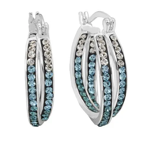 CRYSTALOGY Crystal Inside Out Double Twist Oval Hoop Earrings