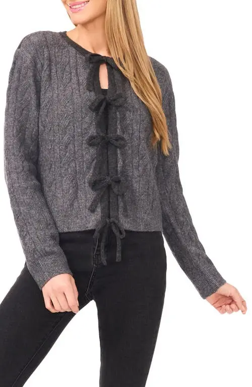 CECE DUPRAZ Bow Front Cable Stitch Cardigan