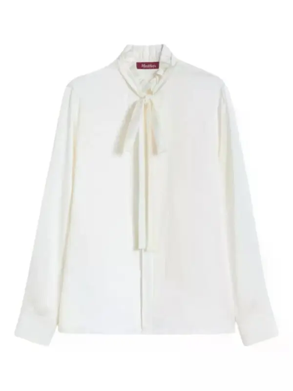 Max Mara Ruffled Neck-tie Blouse - Neutrals