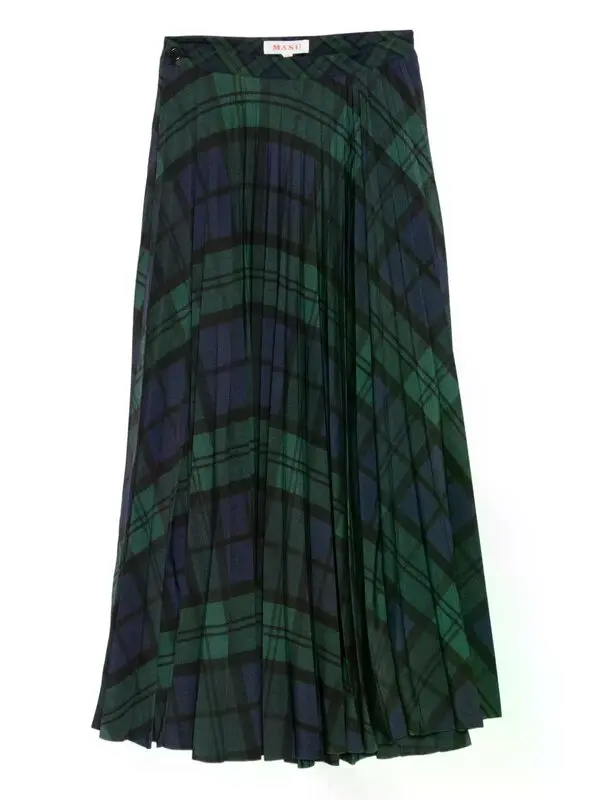 MASU Pleated Wrap Skirt - Green