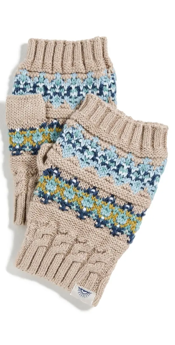 Faherty Brand Fair Isle Fingerless Knitted Gloves