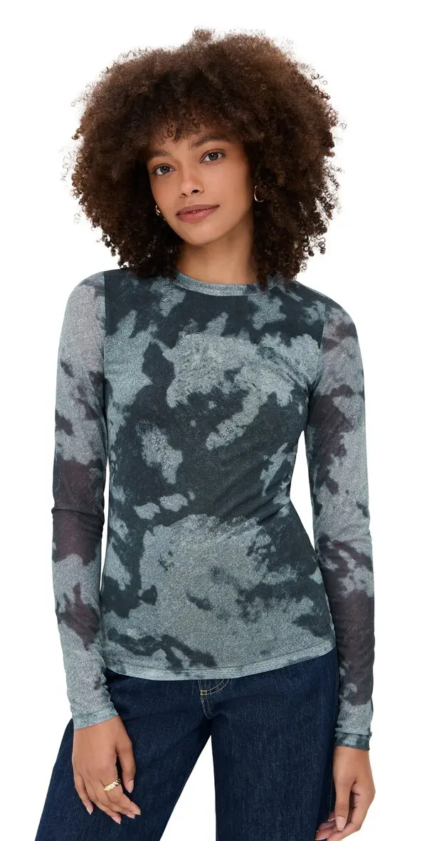 Rag & Bone Yana Printed Mesh Long Sleeve Tee