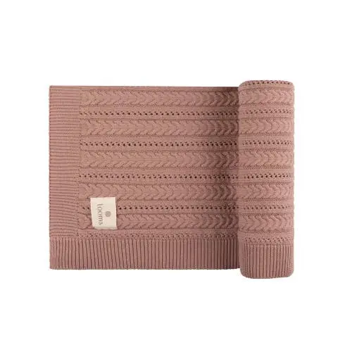 ELY'S & CO. Looms Cable Pointelle Flat Collectionblanket - Mauve