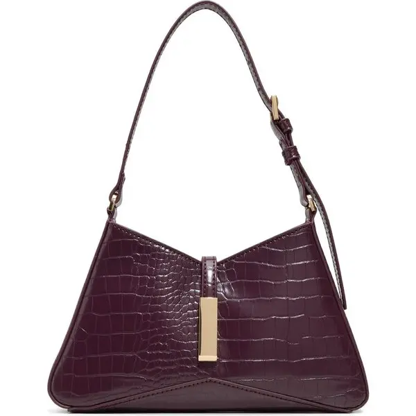 Aldo Croc Embossed Faux Leather Shoulder Bag - Open Red