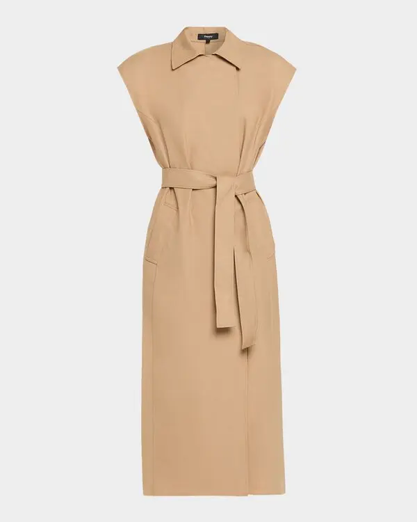 Theory Trench-style Wool Maxi Dress