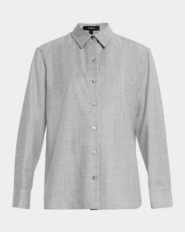Theory Classic Cotton Flannel Button-front Shirt