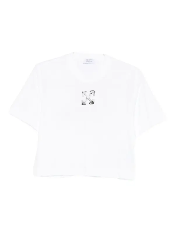 Off-White Logo Short-sleeve T-shirt - Bianco E Argento