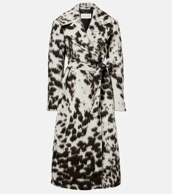 Dries Van Noten Cow-print Wool And Alpaca-blend Coat