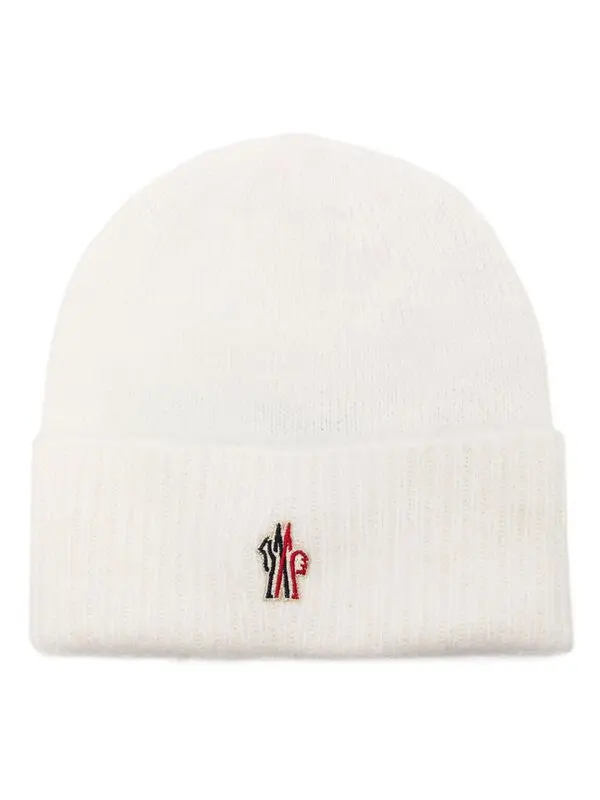 Moncler Logo Beanie - White