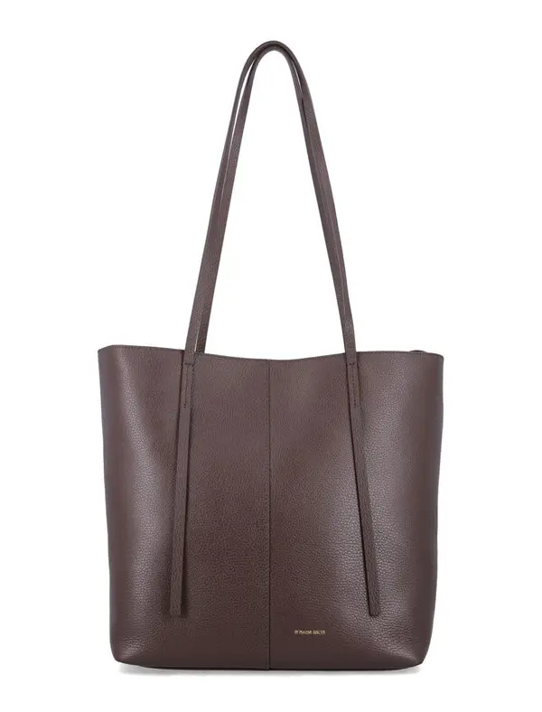 BY MALENE BIRGER Abilso Square Leather Tote Bag - Carafe Brown