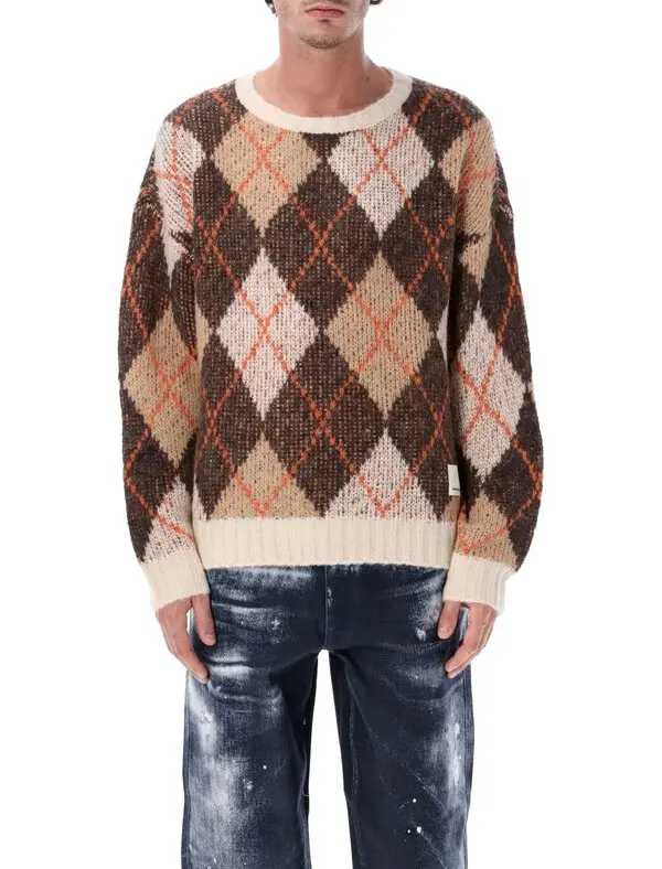 Emporio Armani Recycled Wool Argyle Sweater - F6001
