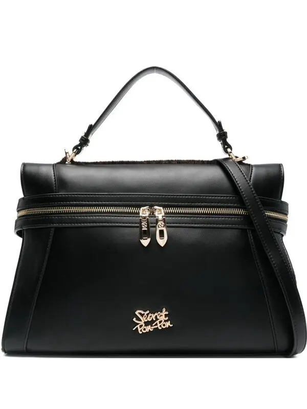SECRET PON-PON Double-zip Leather Shoulder Bag