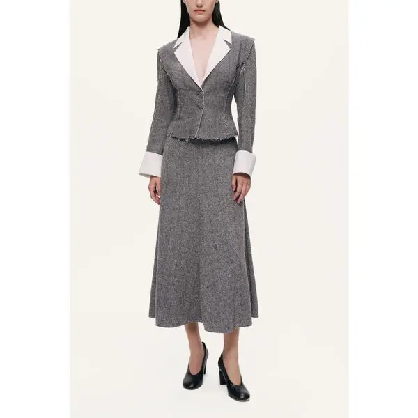 NOCTURNE Herringbone Flared Midi Skirt