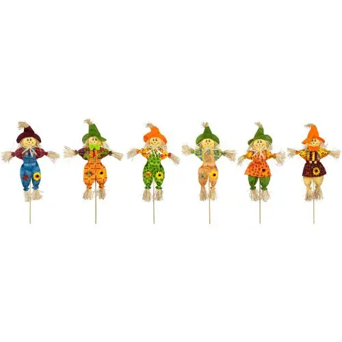 NORTHLIGHT Scarecrow Fall Harvest Picks24"set Of 6 - Multi