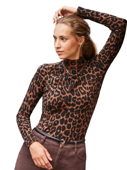 RO&ZO Leopard Print Turtleneck Jumper