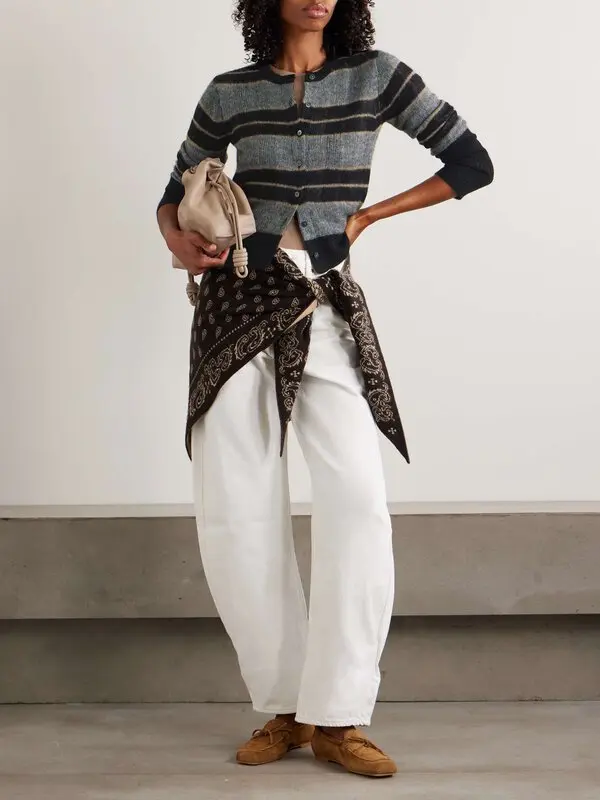 Guest In Residence Shadow Striped Wool, Silk And Cashmere-blend Cardigan - Multi