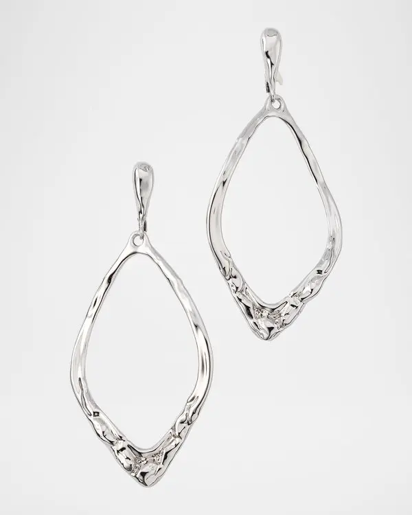 Alexis Bittar Brut Open Teardrop Leverback Earrings - Silver