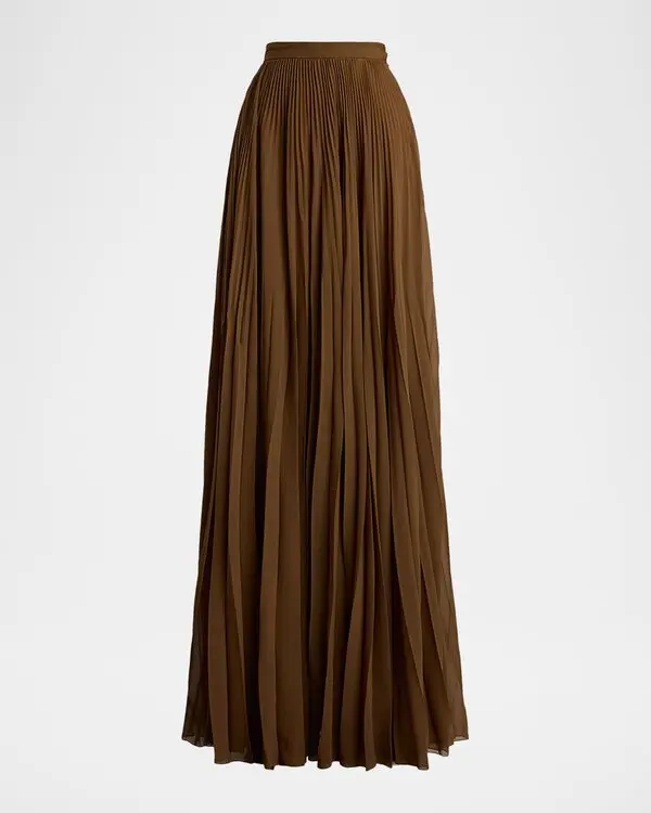 Ralph Lauren Pleated Chiffon Midi Skirt