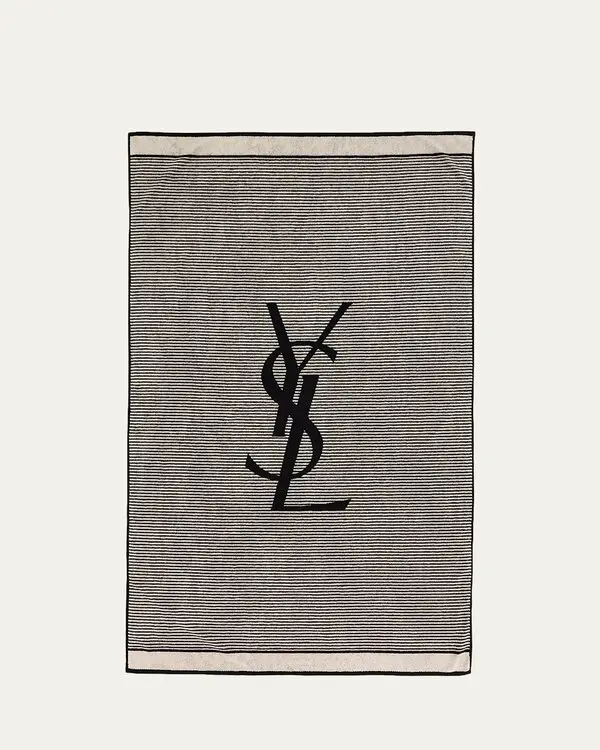 Saint Laurent Cassandre Striped Cotton Beach Towel