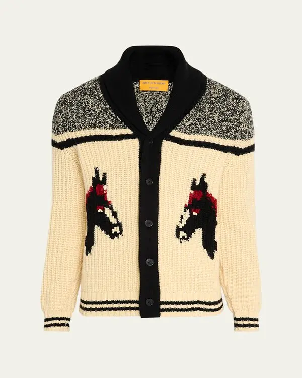Guest In Residence Horse-print Wool-cashmere Cardigan - Butter