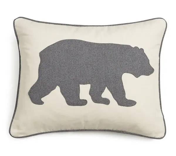 Eddie Bauer Bear Grey Cotton 16x20 Breakfast Pi Llow