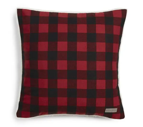 Eddie Bauer Cabin Plaid Red Cotton 20x20 Square Pillow