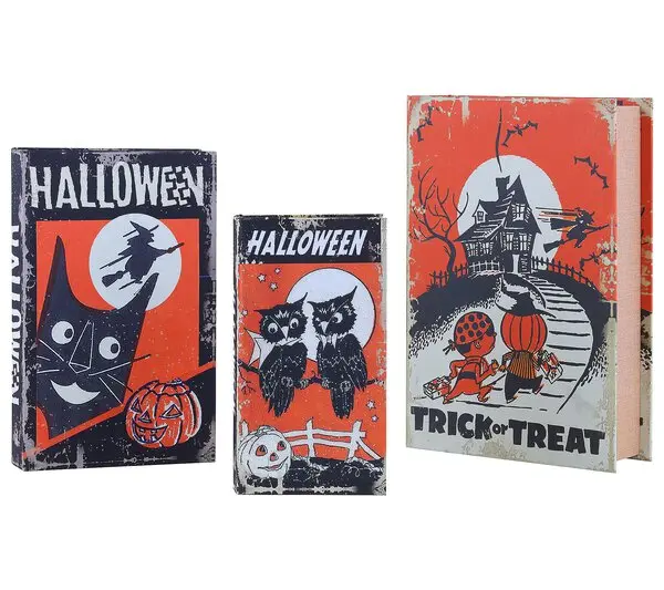 MR. HALLOWEEN Set Of 3 Retro Nested Storage Books