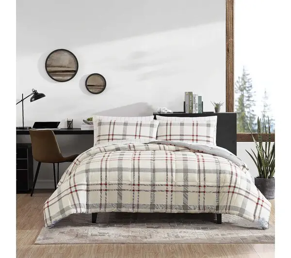 Eddie Bauer Portage Bay Red Cotton King Duvet C Over Set