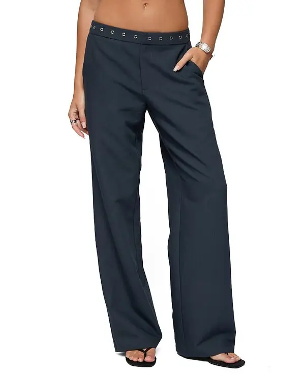 EDIKTED Ayve Eyelet Waist Straight Leg Pants