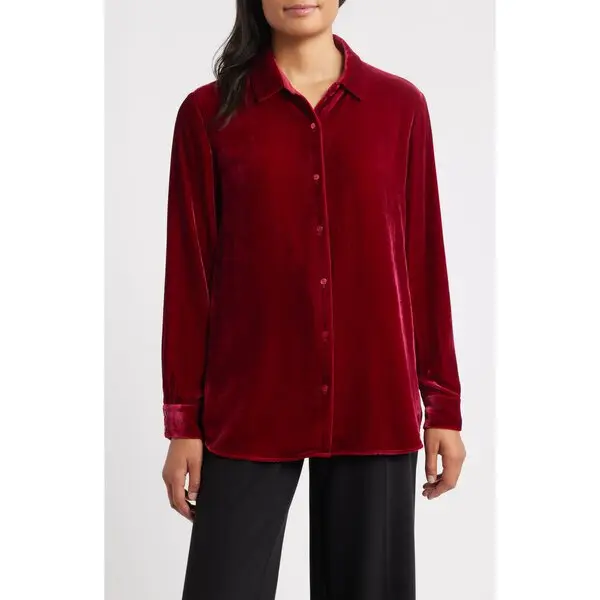 Eileen Fisher Velvet Button-up Shirt