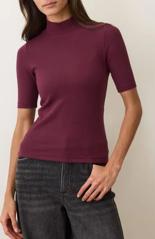 Marine Layer Lexi Mock Neck Elbow Sleeve Rib Top