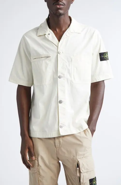 Stone Island Short Sleeve Stretch Cotton Button-up Shirt