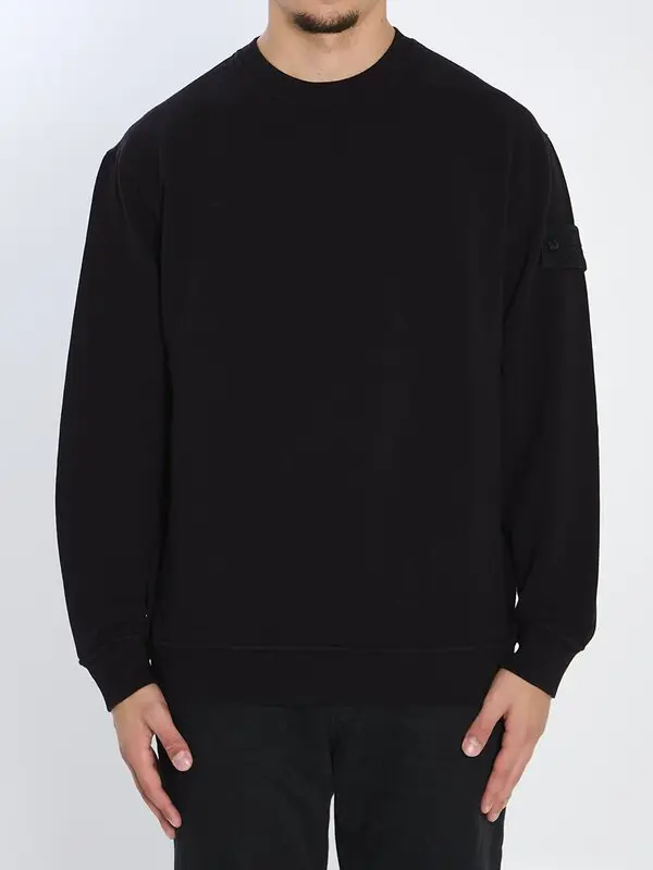 Stone Island Stretch Cotton Fleece Sweatshirt - Black