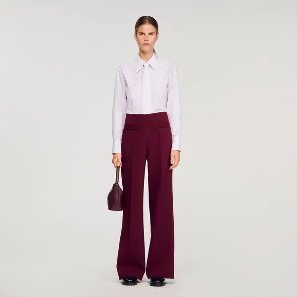 Sandro Wide-leg Trousers - Bordeaux