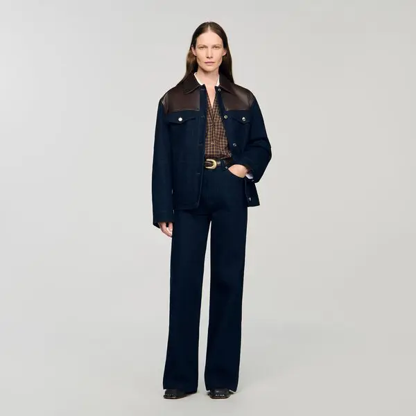 Sandro Wide-leg Raw Denim Jeans