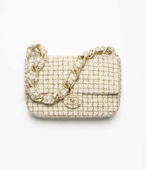 Chanel Large Flap Bag - Ecru, Beige & Gold